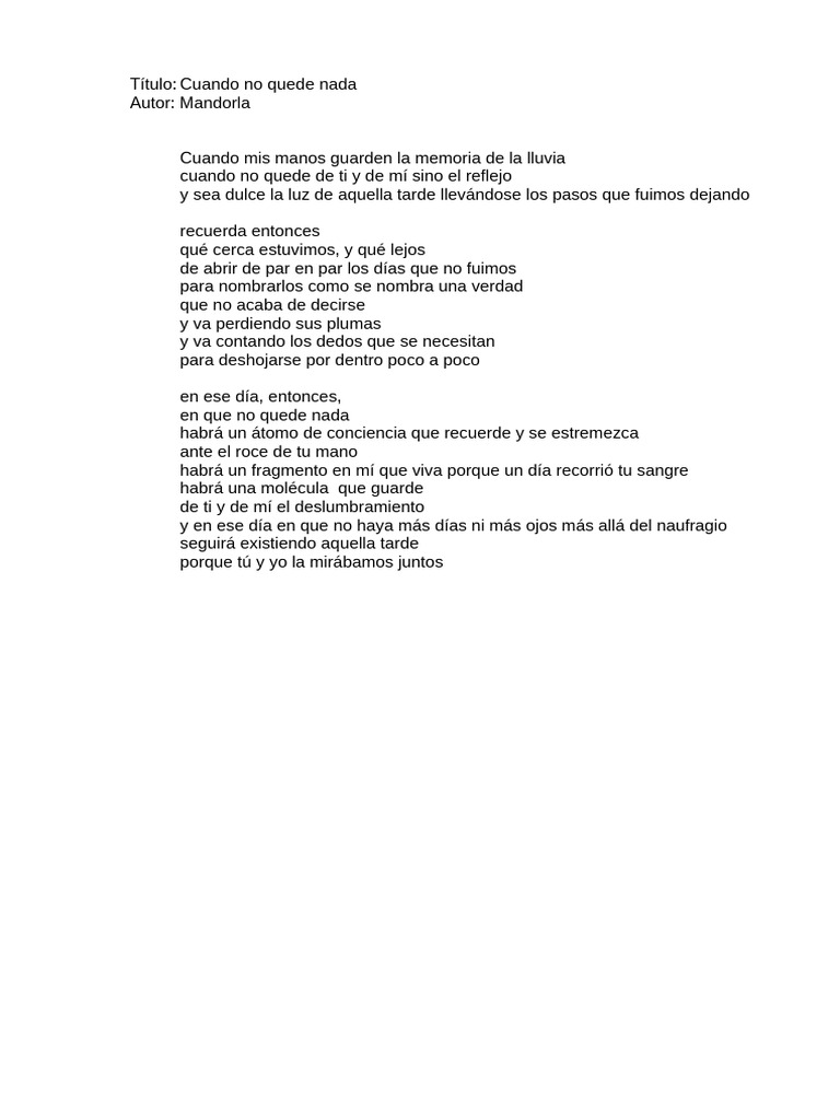 Cuando No Quede Nada | PDF