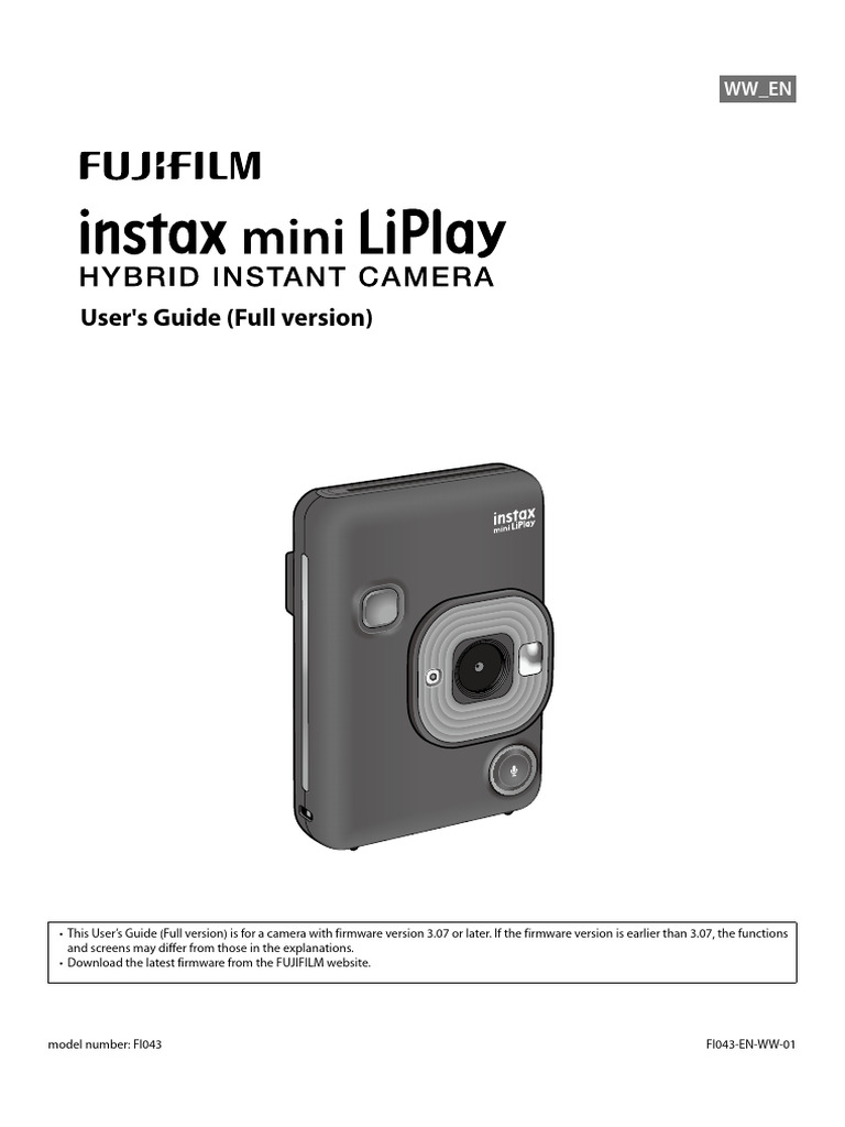 Fujifilm Instax Mini Liplay User's Guide | PDF