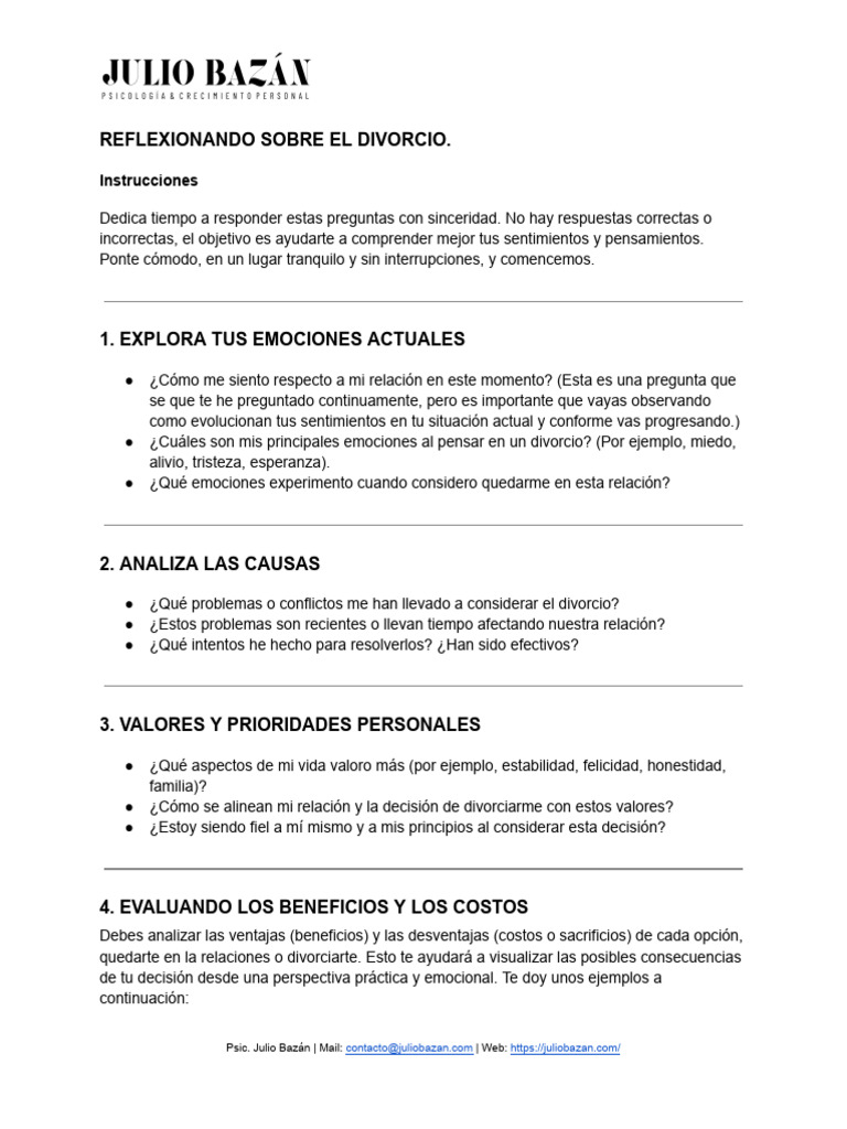 Reflexionando Sobre El Divorcio | PDF | Las emociones | Psicología Social