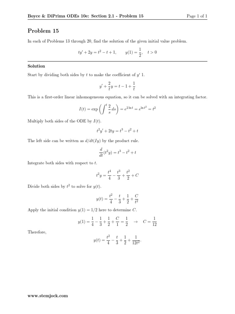 Solve ODE Initial Value Problem 15 | PDF