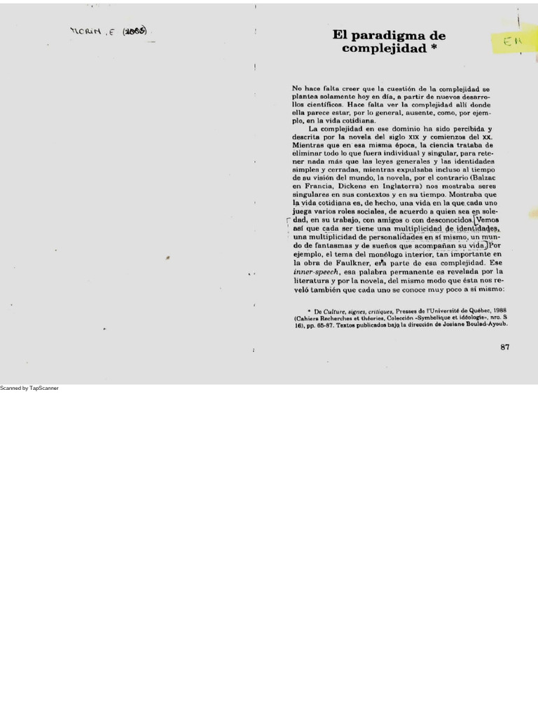 Edgar Morín - Paradigma de La Complejidad | PDF