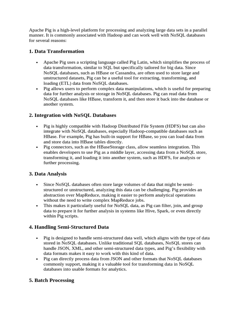 Apache Pig in Nosql Databases | PDF | Apache Hadoop | No Sql