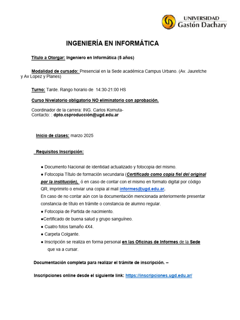 Ingenieria en Informatica Posadas | PDF