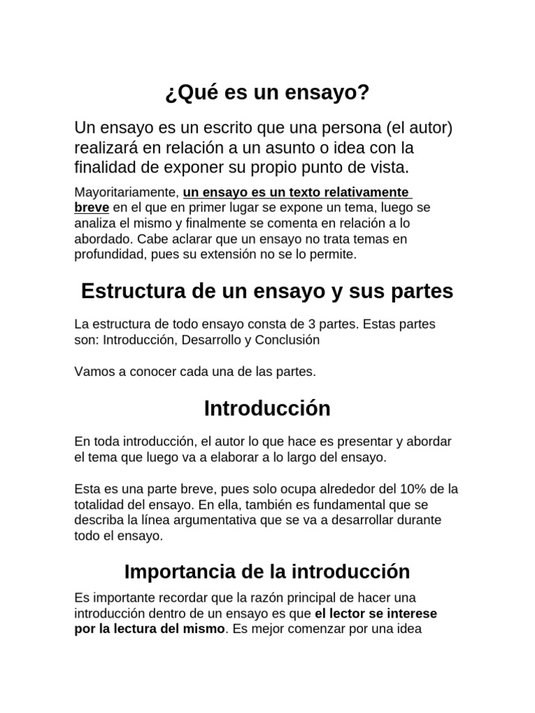 Estructura de un ensayo: partes clave | PDF | Ensayos | Comunicación humana