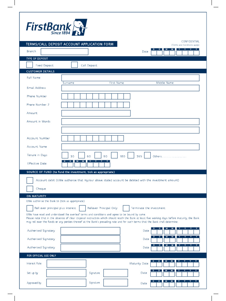 Fixed Term Deposit Form | PDF