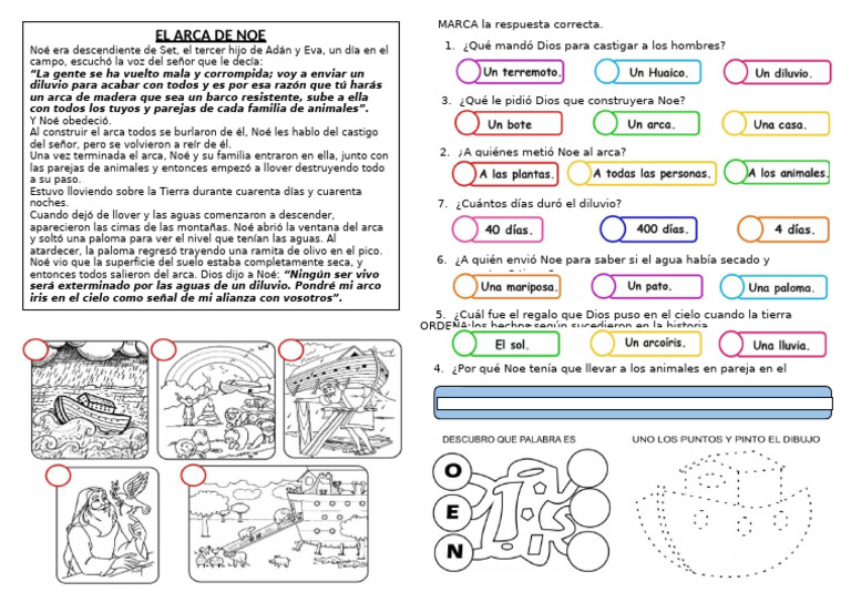 Actividades sobre el Arca de Noé para Niños | PDF