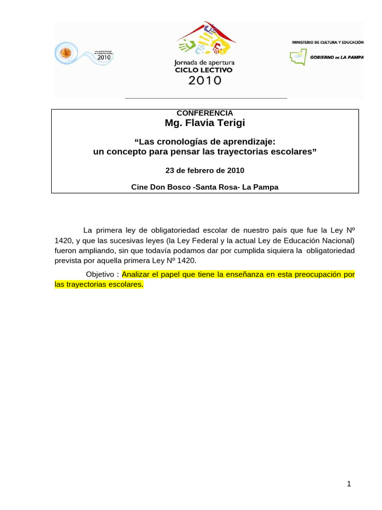 Terigi F. - Las Cronologías de Aprendizaje Un Concepto para Pensar Las ...