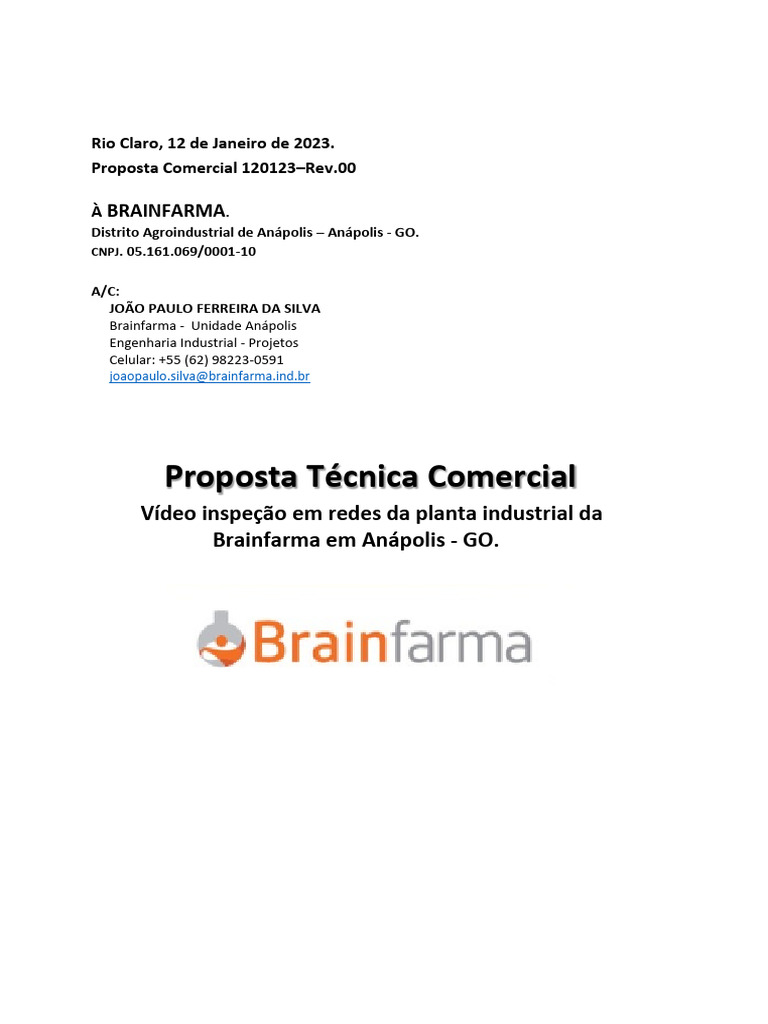 Proposta VideoInspecao Brainfarma. Jan 2023 | PDF