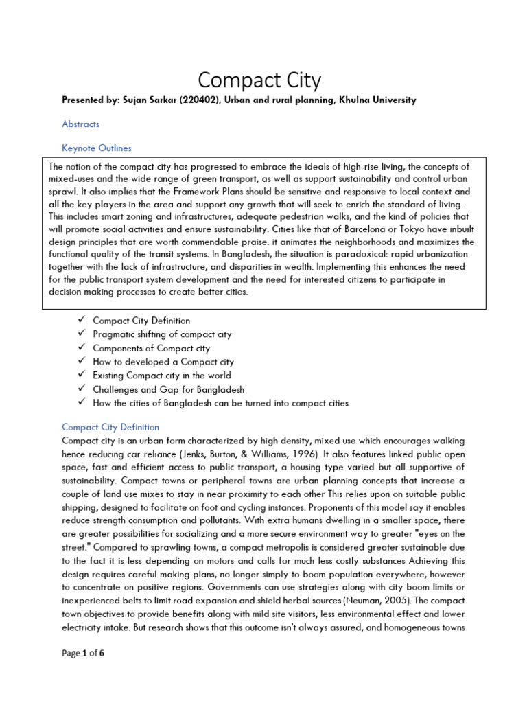Compact City Planning for Bangladesh | PDF | Mixed Use Development ...