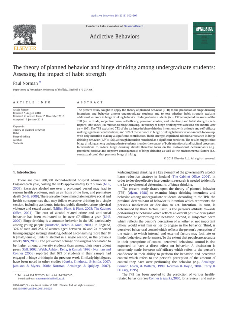 binge drinking | PDF | Multicollinearity | Intention
