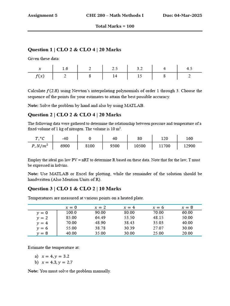 Assignment 5 - Curve Fitting - Interpolation | PDF | Temperature | Interpolation