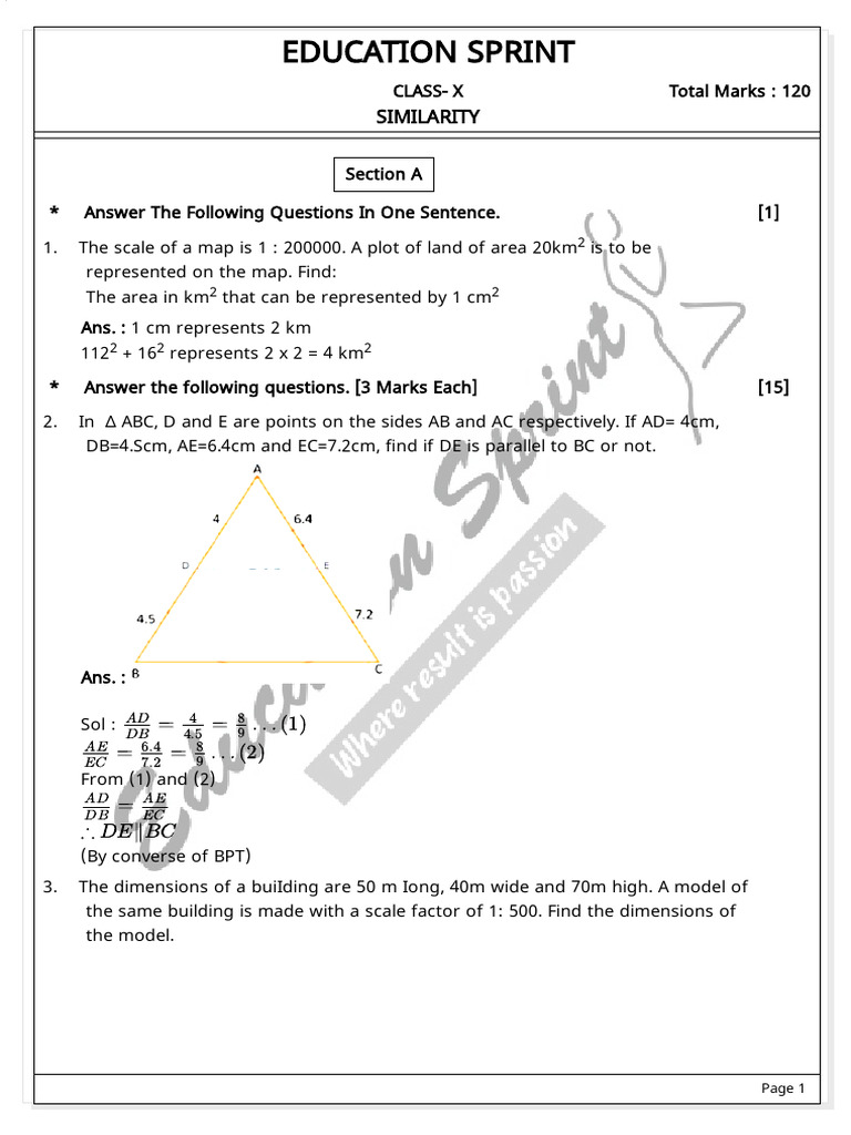 Similarity Questions and Solutions | PDF | Area | Euclidean Geometry