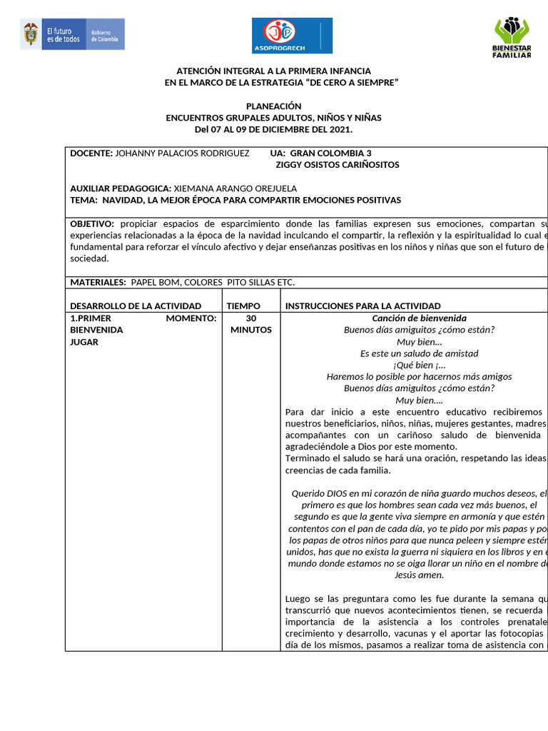 Planeacion Segunda Semana 7 Al 9 Diciembre | PDF