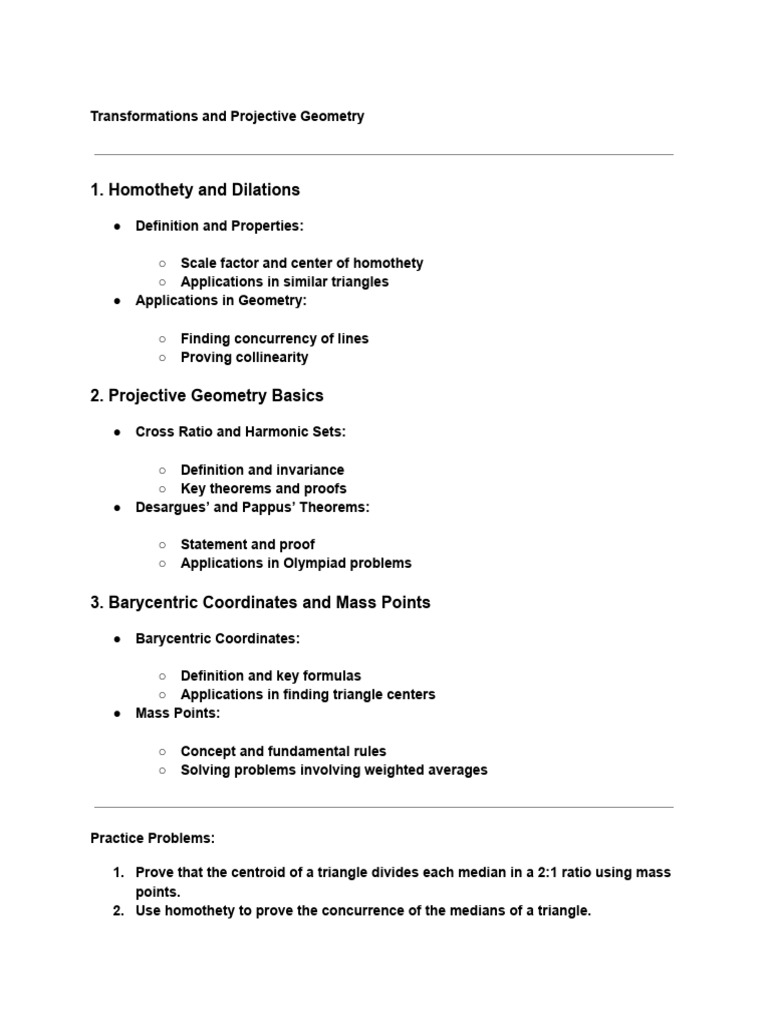 Transformations and Projective Geometry | PDF