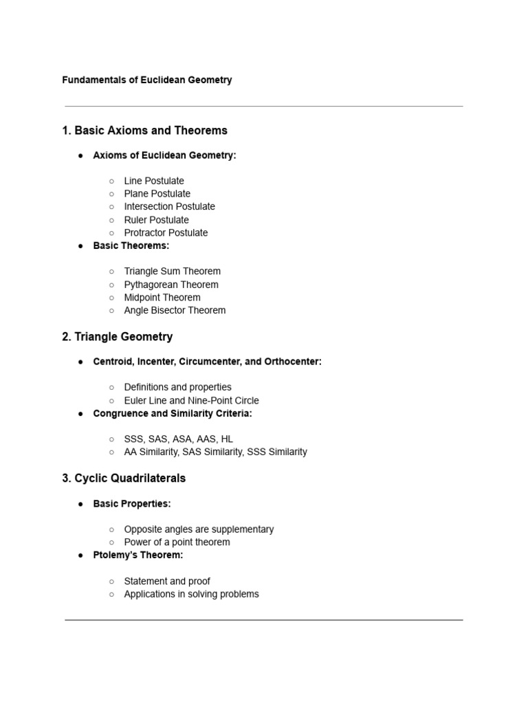 Fundamentals of Euclidean Geometry | PDF