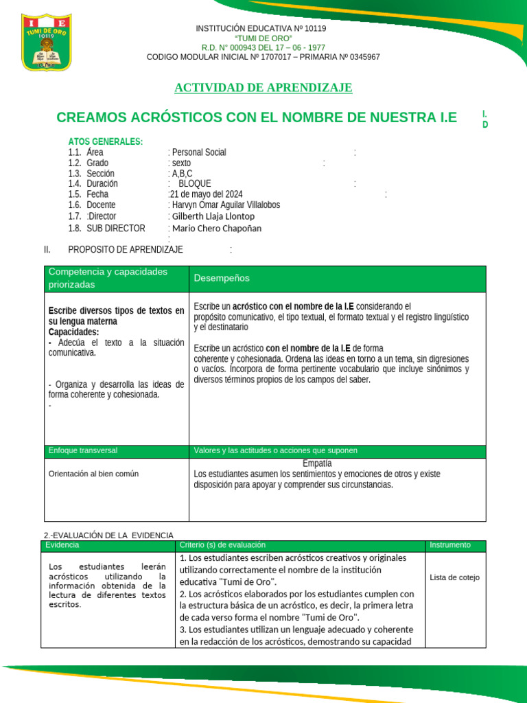 Acrósticos Creativos en Primaria | PDF | Comunicación | Ciencia cognitiva