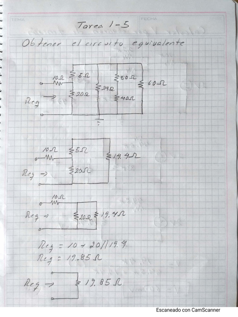 Clave Tarea 1-5. Circuitos. | PDF