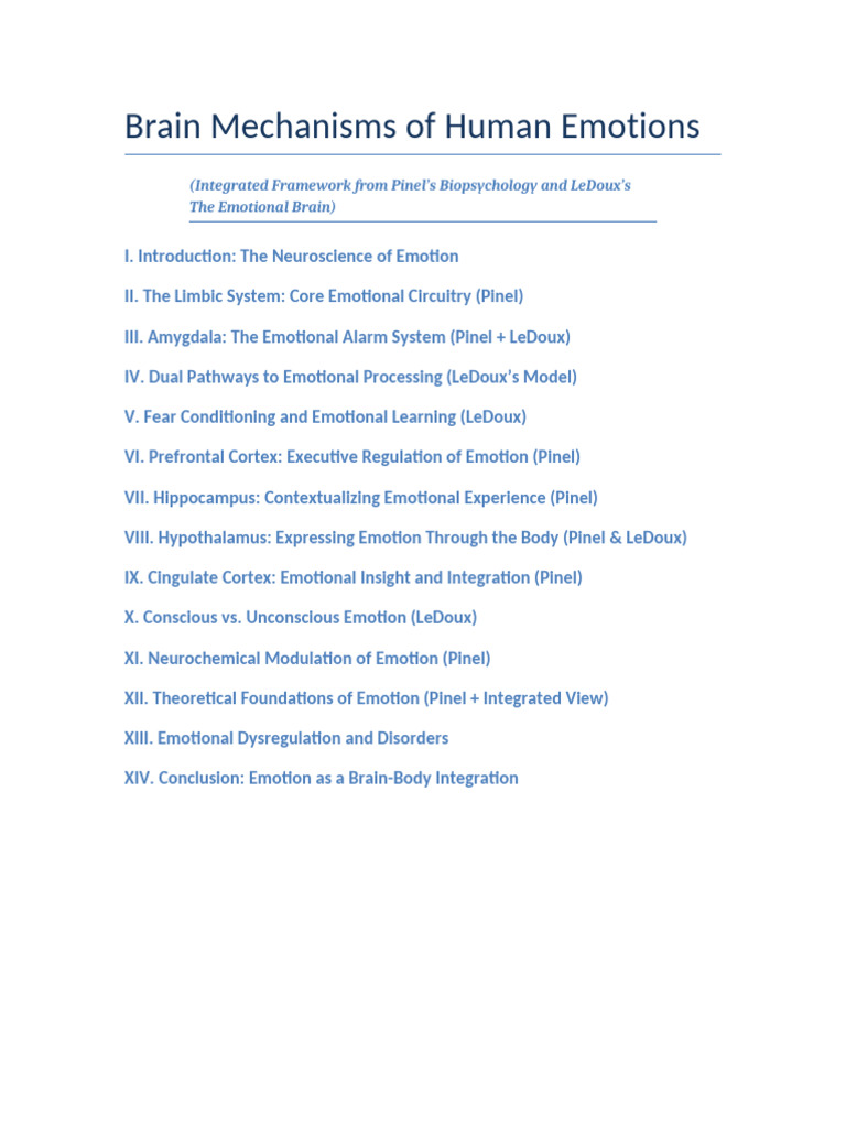 Brain Mechanisms of Emotional Regulation | PDF