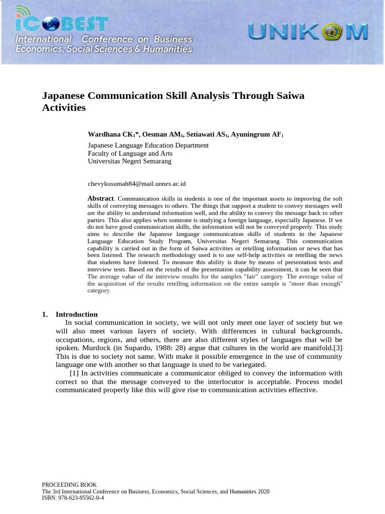 Japanese-Communication-Skill-Analysis-Through-Saiwa-Activities | PDF ...