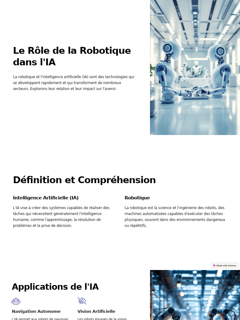 Robotique et IA : Impact et Avenir | PDF | Intelligence artificielle ...