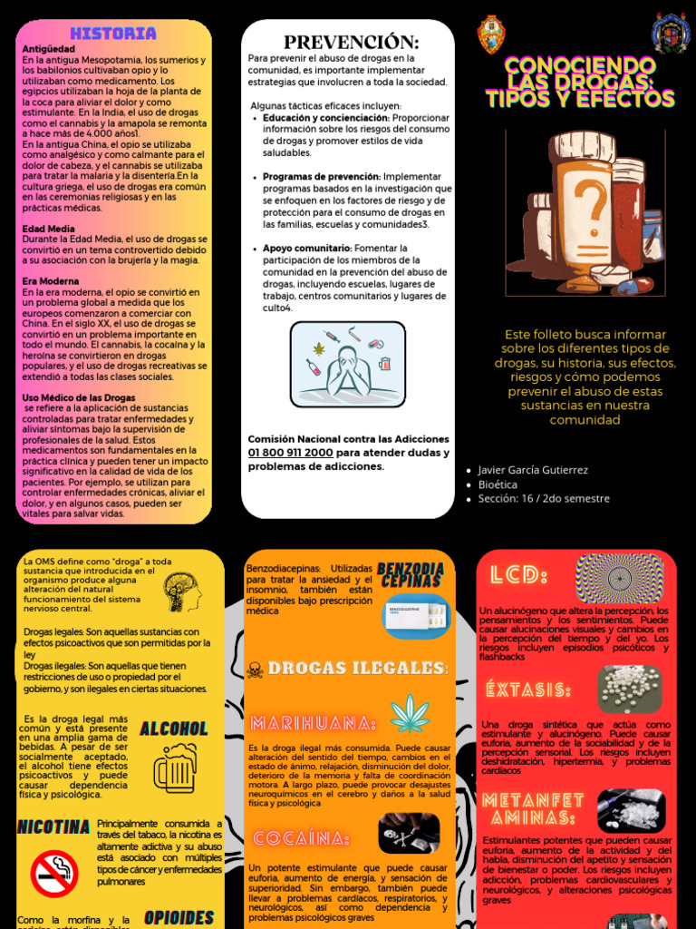 TRIPTICO-DROGAS-JAVIER GARCIA G | PDF | Drogas | La dependencia de sustancias