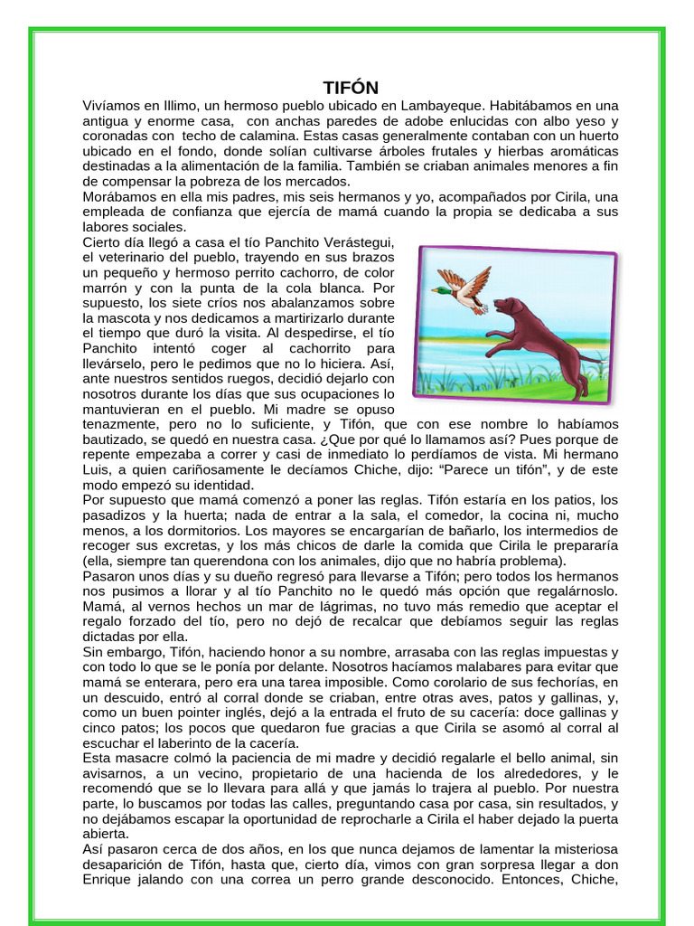 La historia de Tifón, el perro travieso | PDF