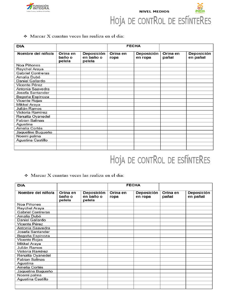 Control de Esfinter Diario | PDF