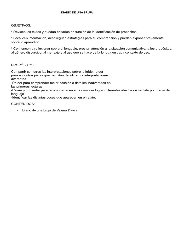 Diario de Una Bruja Planif | PDF