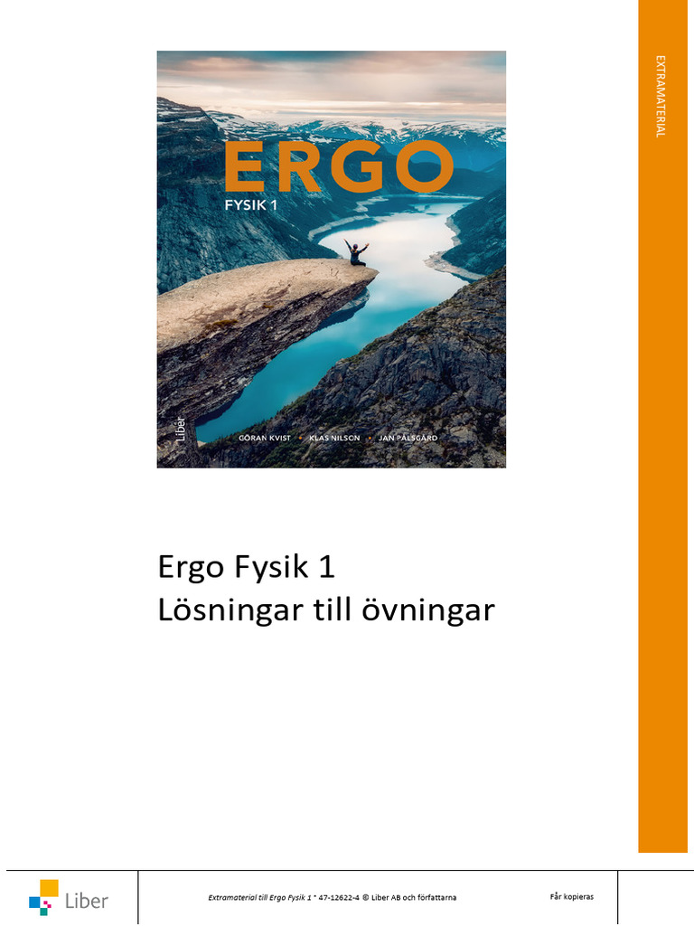 Ergo Fysik 1 Lösningar Till Övningar | PDF