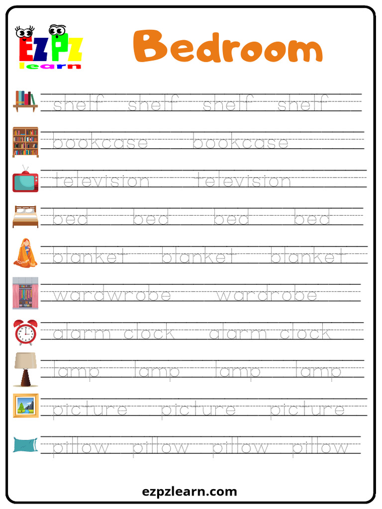 Bedroom Tracing Worksheet | PDF
