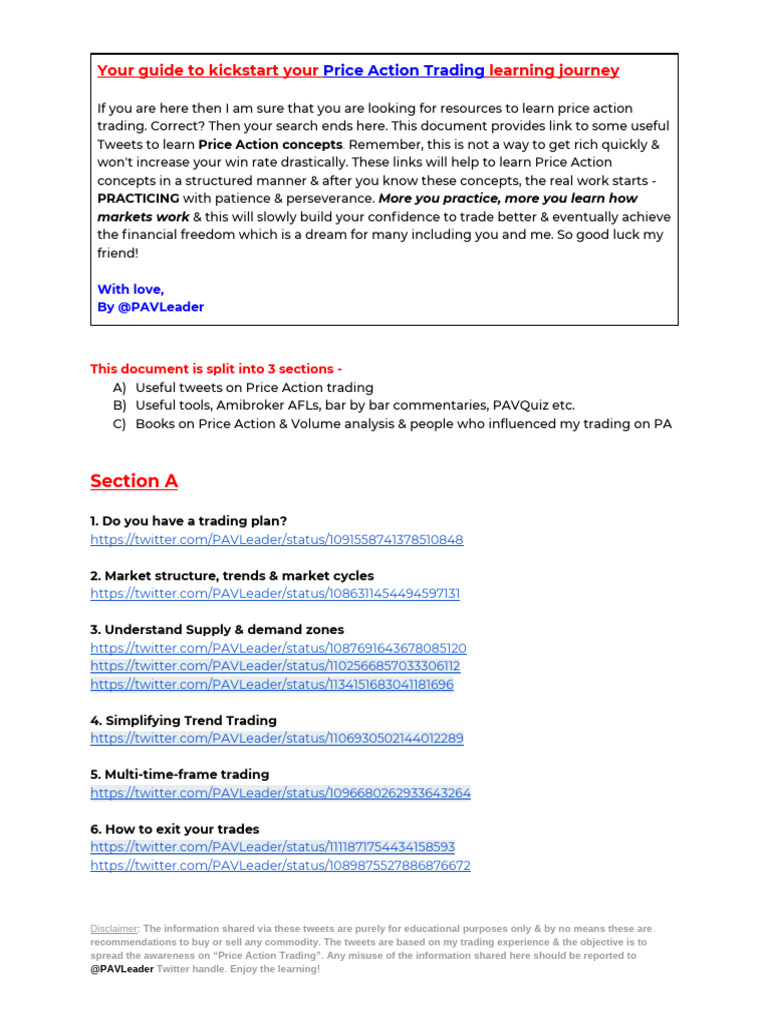 Price Action Trading Learning Guide | PDF | Technical Analysis | Financial Markets