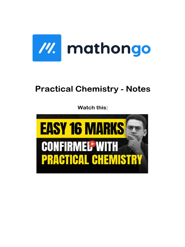 Practical Chemistry Study Notes | PDF