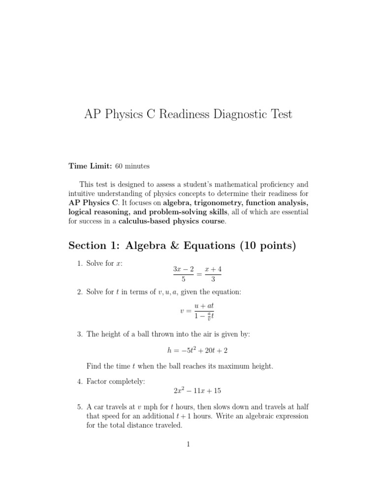 AP Physics Diagnostic Exam | PDF | Trigonometry | Speed