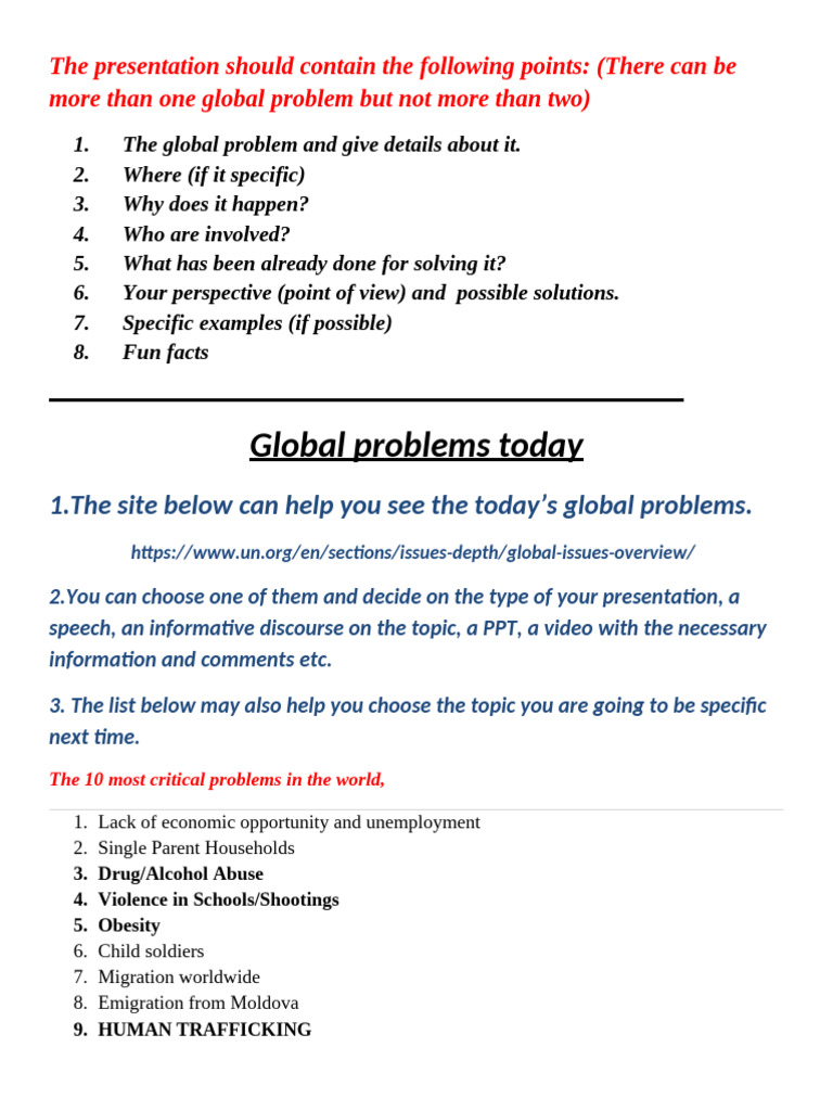 Global Issues Presentation Guide | PDF