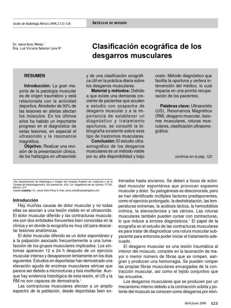 Clasificacion de Los Desgarros Musculares PDF | PDF | Músculo | Curación