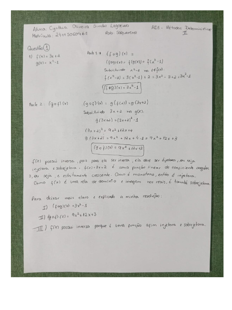 Ad1 - Metodos Deterministicos Ii - Cynthialagoeiro | PDF