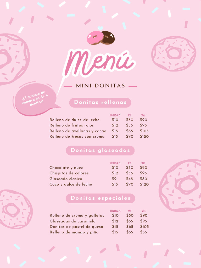 Menú de Mini Donas Variadas | PDF