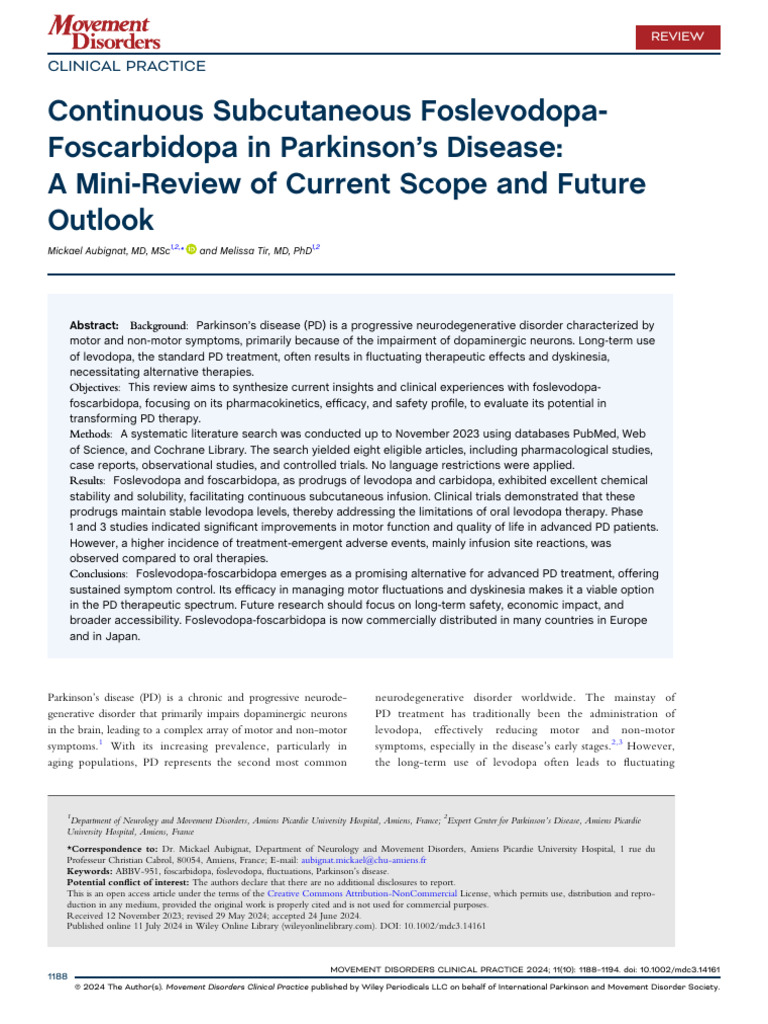 Foslevodopa-Foscarbidopa in Parkinson's Disease | PDF | Parkinson's ...