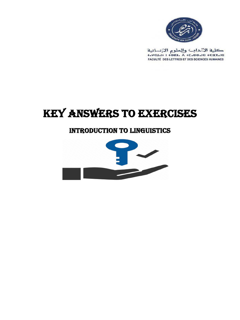 Key Answers To Exercises - Intro To Linguistics | PDF | Linguistics | Verb