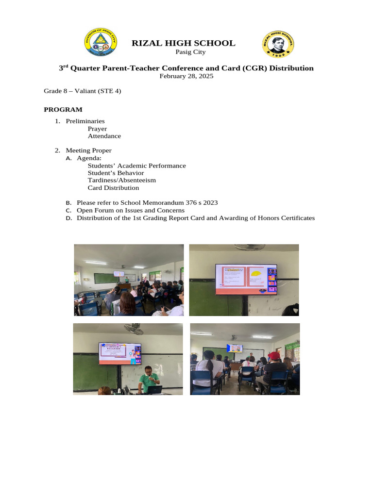 3rd Quarter PTA Narrative 8-VALIANT (STE 4) | PDF | Disciplines | Behavior Modification