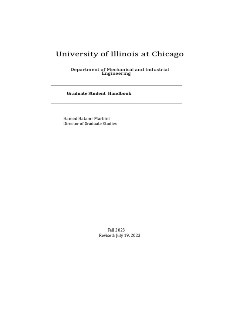 UIC Mechanical Engineering Graduate Handbook | PDF | Course Credit | Thesis