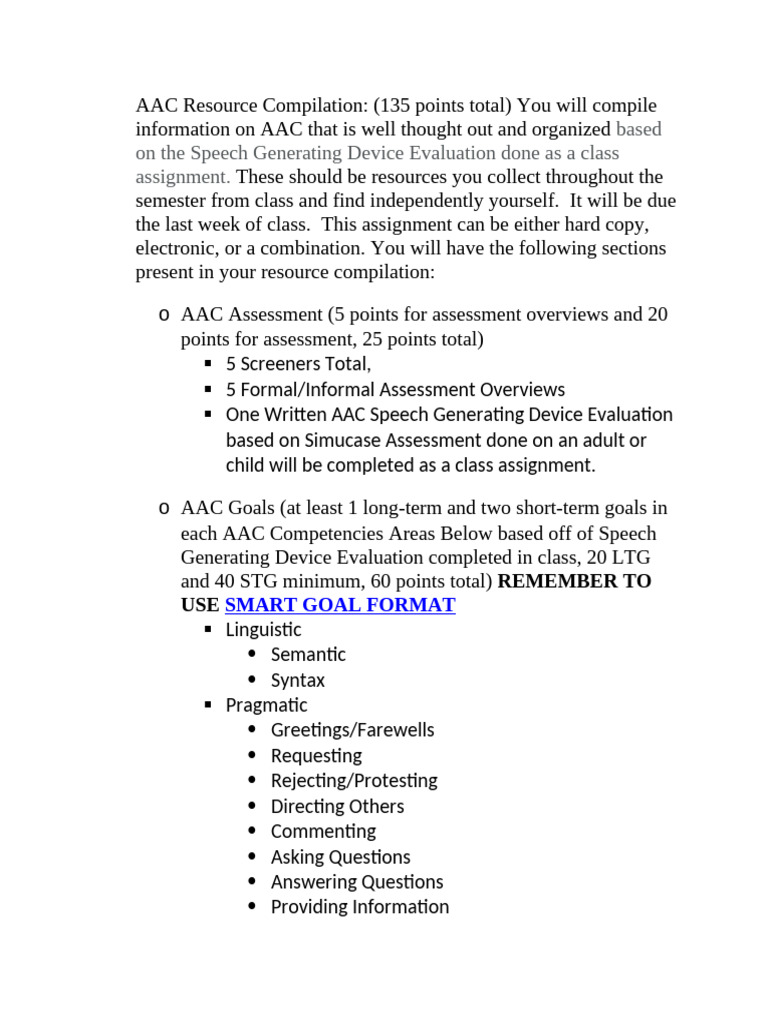 AAC Resource Compilation Checklist Updated Spring 2025 | PDF ...
