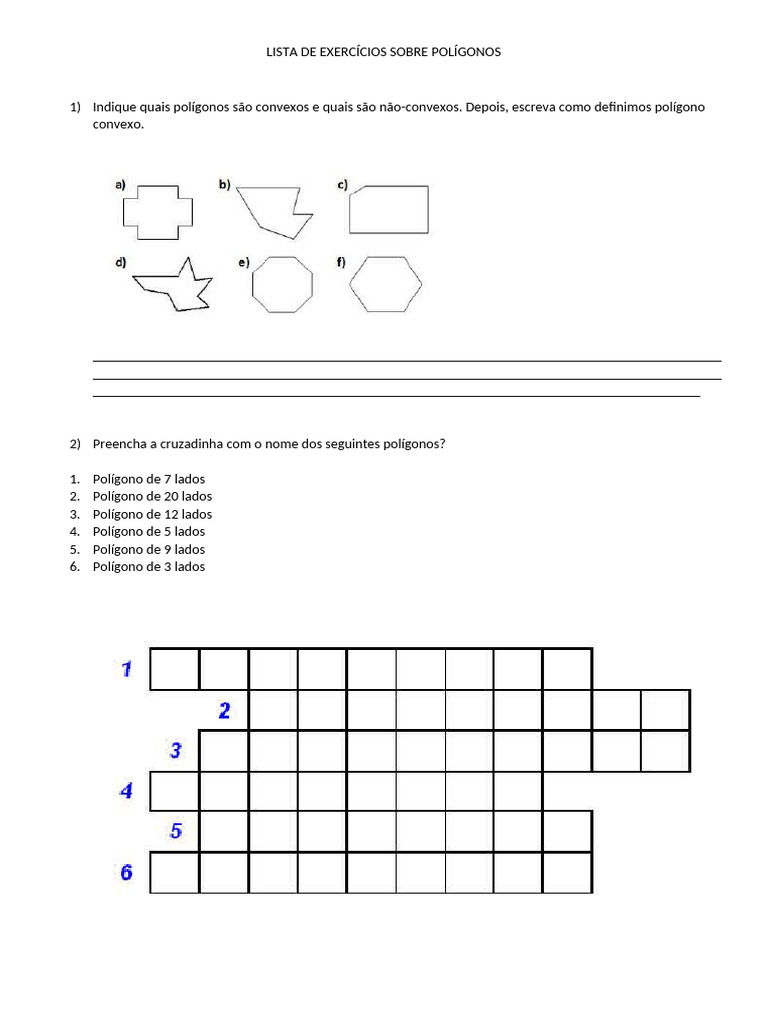 Lista de Exercícios Sobre Polígonos | PDF