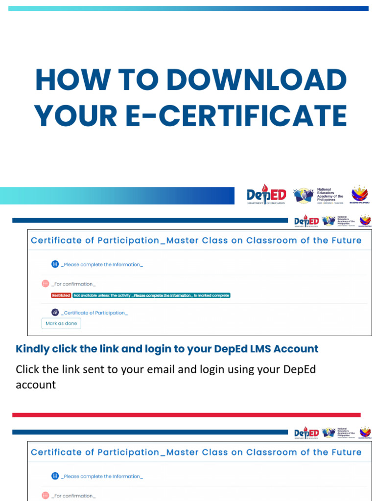 How To Download Your E Certificate | PDF