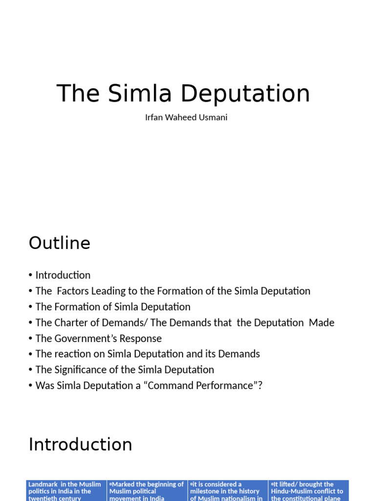 The Simla Deputation | PDF | All India Muslim League | Pakistan Movement