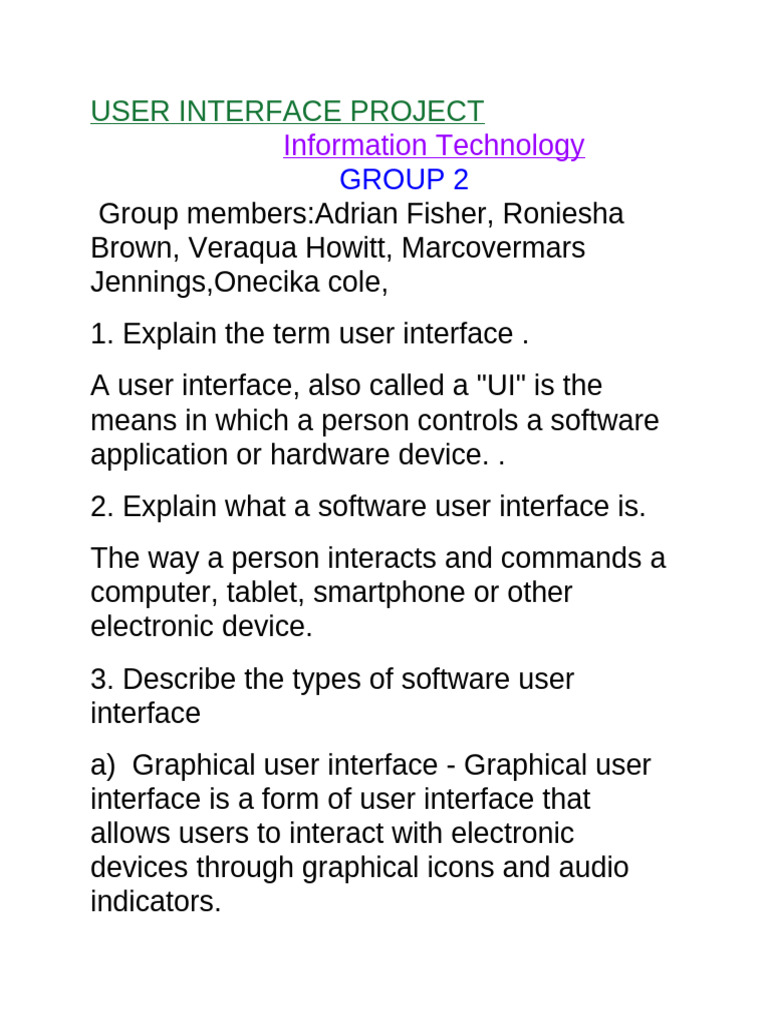 User Interface Project | PDF