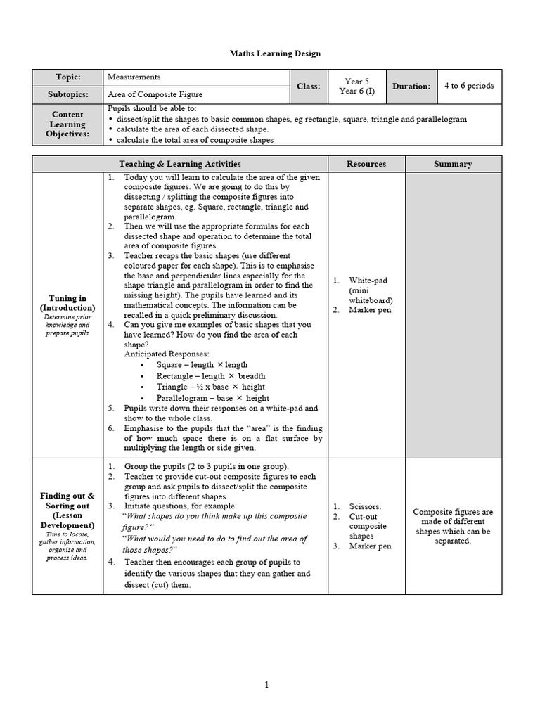 LD - Measurement - AREA OF A COMPOSITE FIGURE - V1 - V2 - V3 (MCI ...