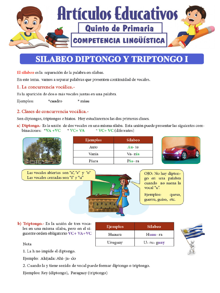 Silabeo-Diptongo-y-Triptongo-I-para-Quinto-de-Primaria | PDF