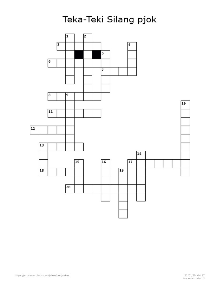 Teka-Teki Silang Pjok - Crossword Labs | PDF