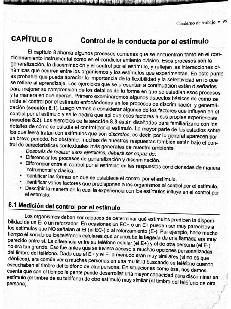 Capitulo 8 Domjan Ejercicio 1 | PDF
